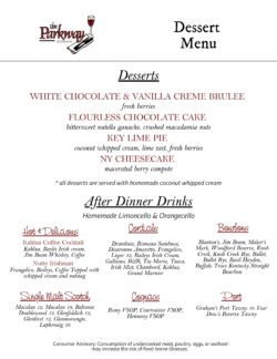 Our Menu | The Parkway Restaurant