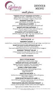 Our Menu | The Parkway Restaurant